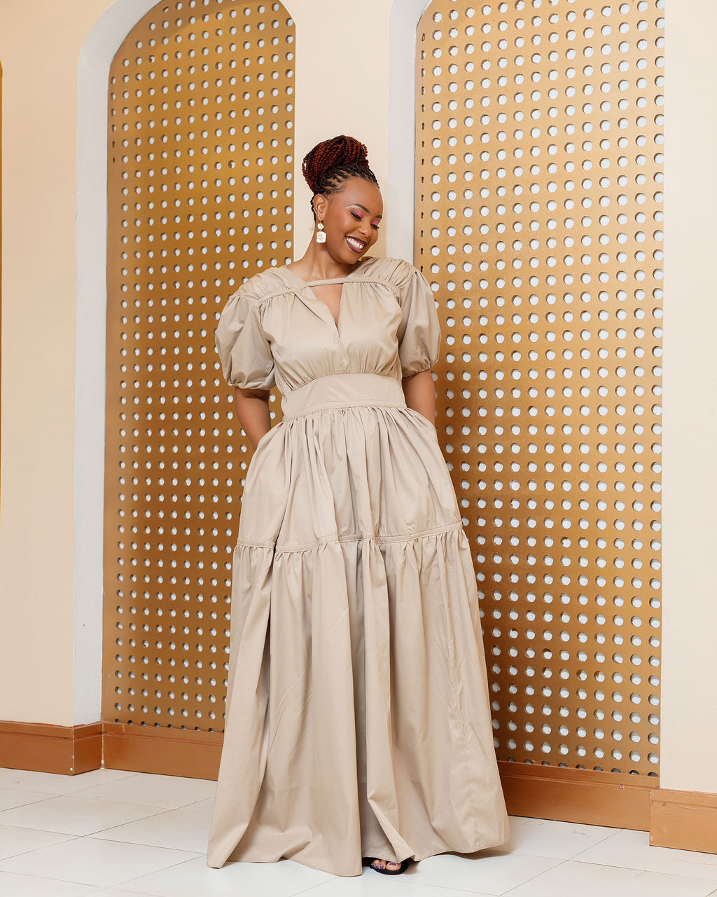 Barua Cotton Maxi Dress - Nude – Olakira Craft