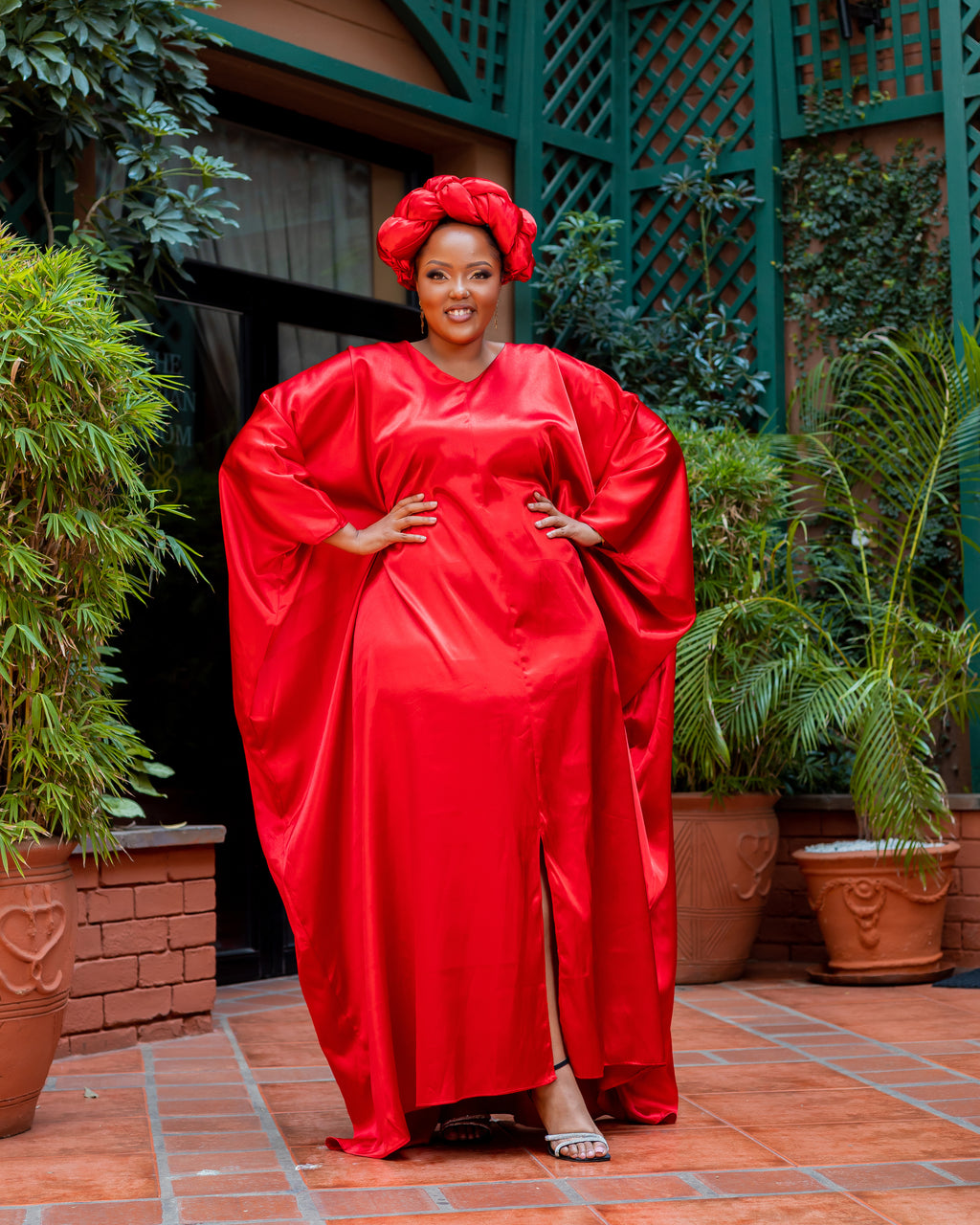 Akado Full Set (Kaftan + Headgear) - Red – Olakira Craft