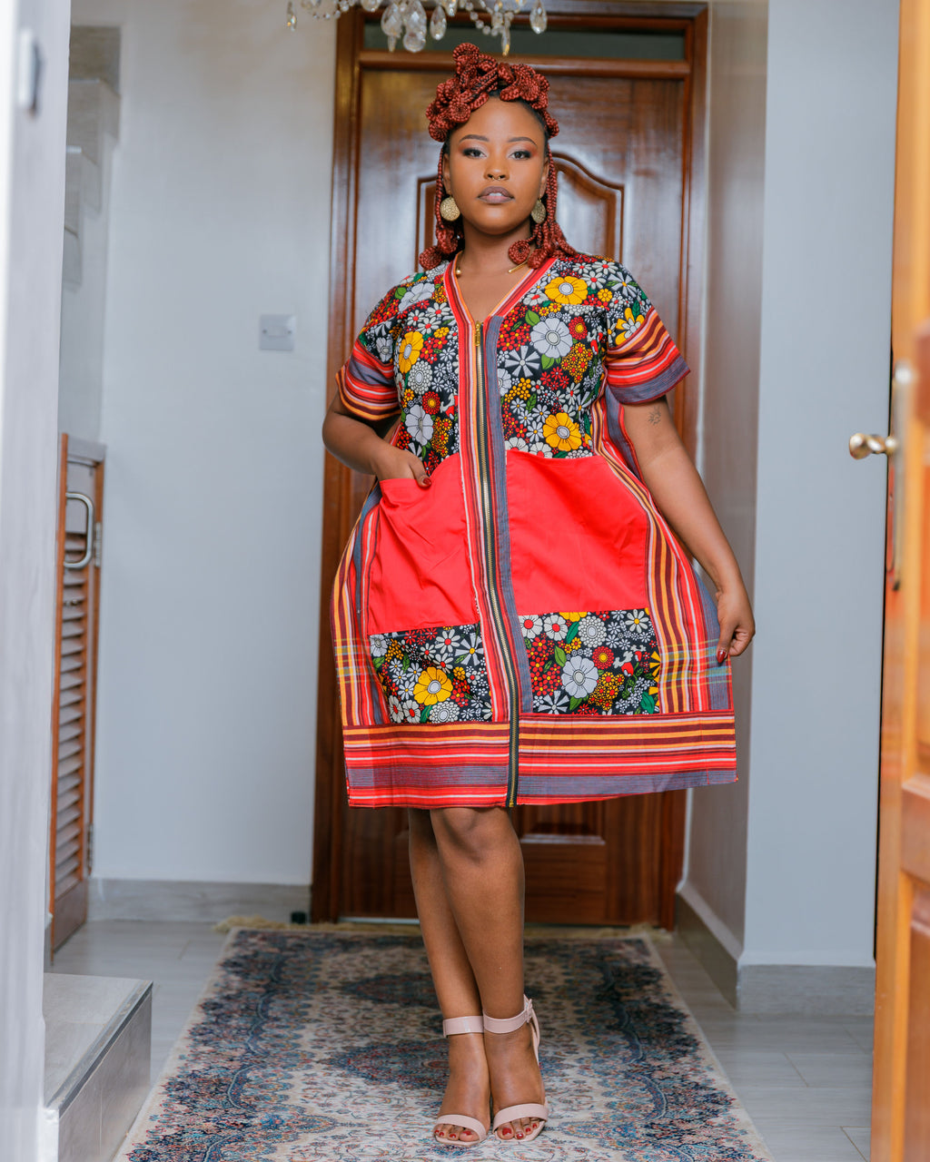 Kyambai Ankara Dress - Red – Olakira Craft