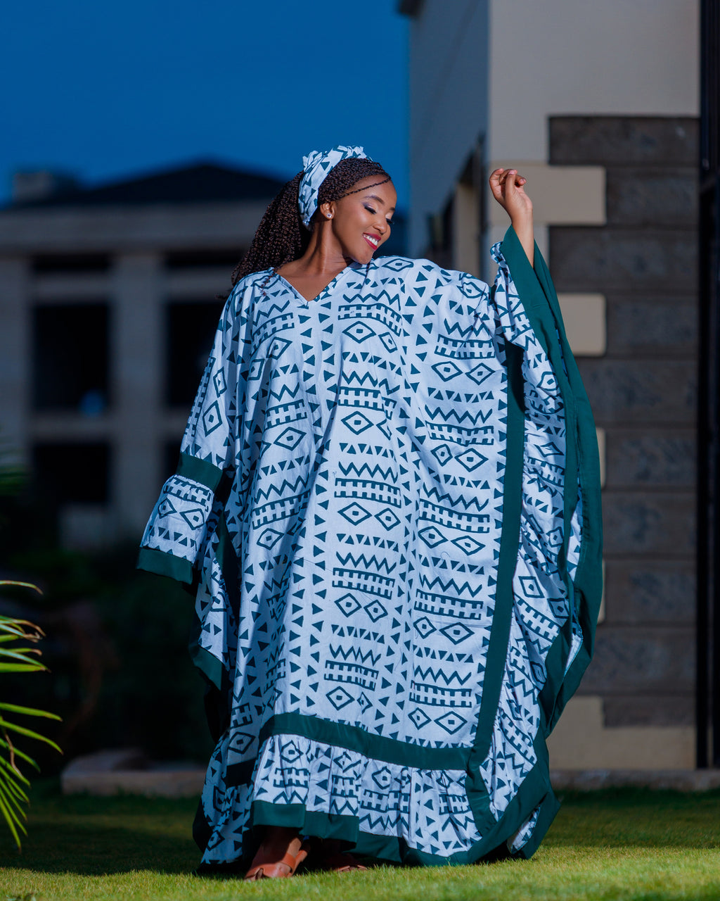 Ankara Longisa Kaftan - Green – Olakira Craft